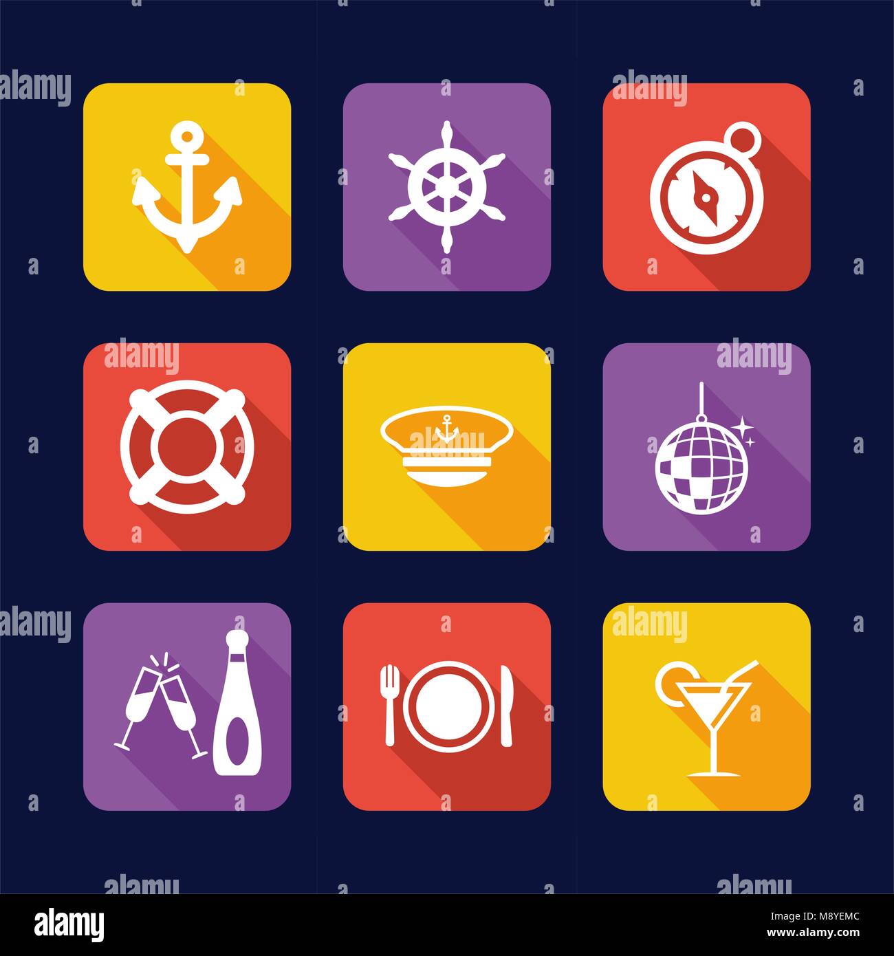 Boat Cruise Icons Flat Design Stock Vector Image & Art - Alamy