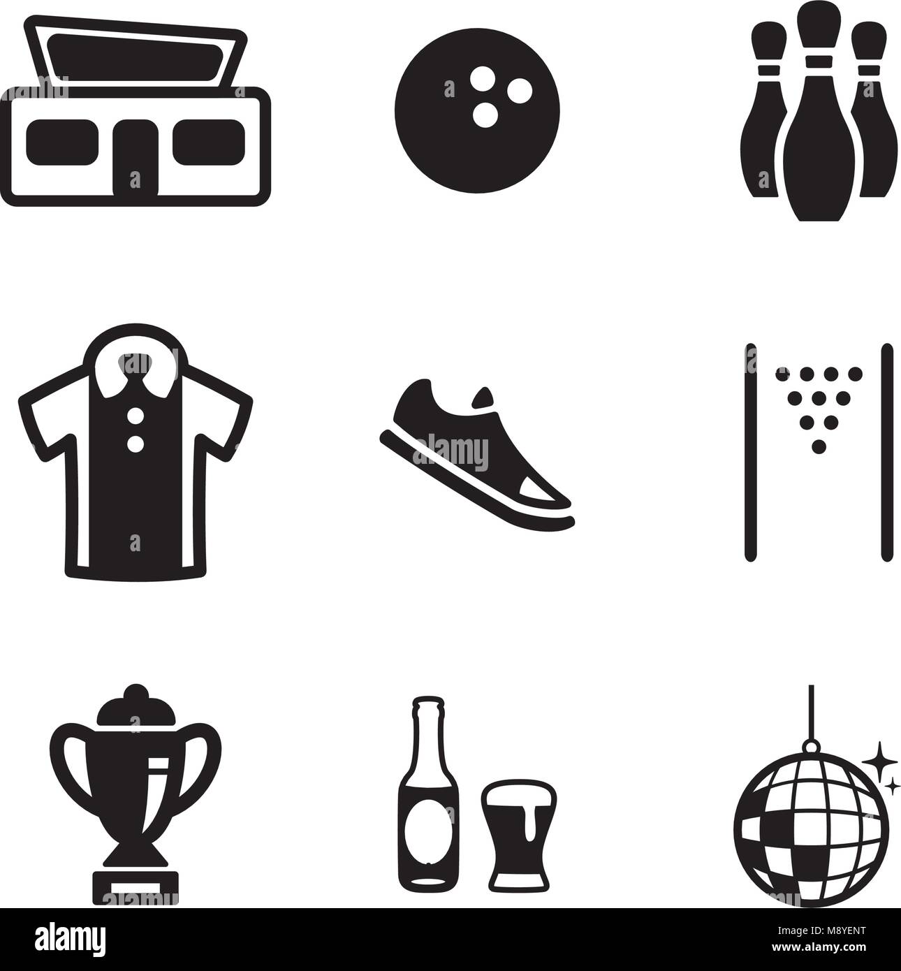 Bowling alley icons thin hi-res stock photography and images - Alamy