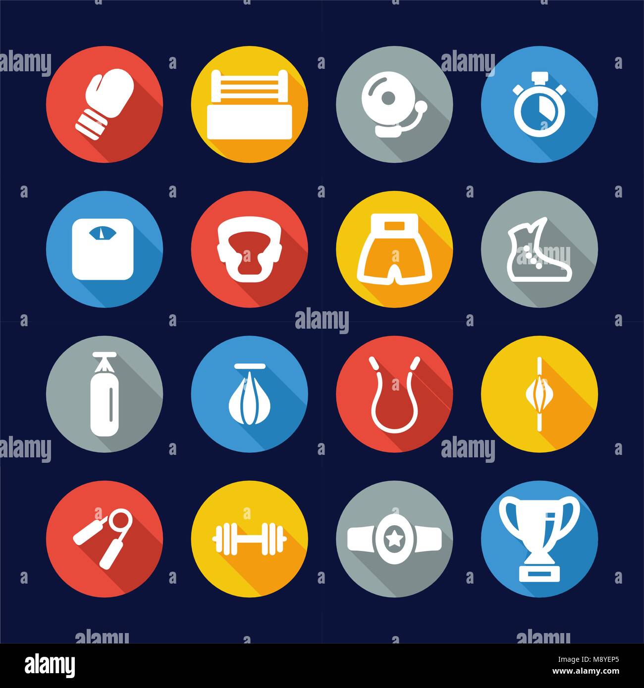 Boxing Icons Flat Design Circle Stock Vector Image & Art - Alamy