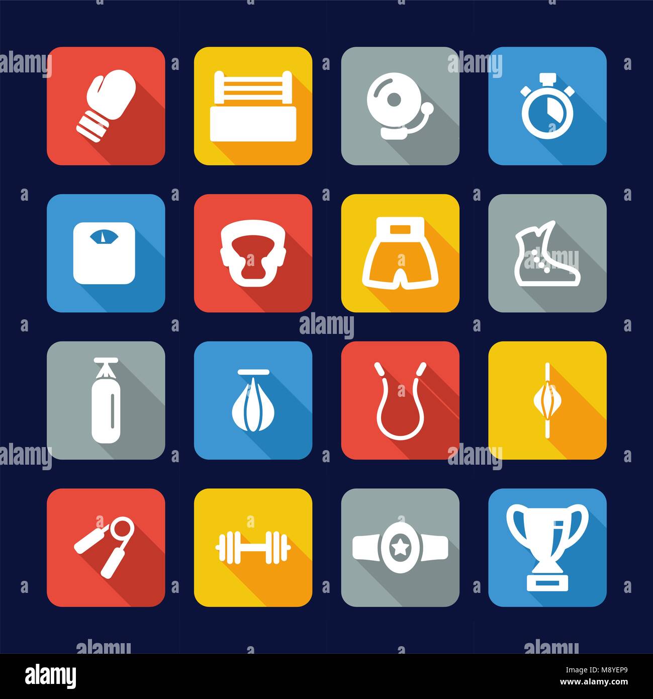 Boxing Icons Flat Design Stock Vector Image & Art - Alamy