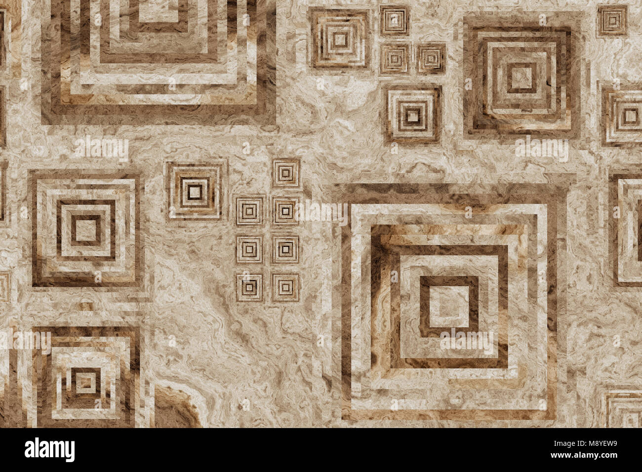 Grid of different size squares on a wooden background. 2d illustration ...