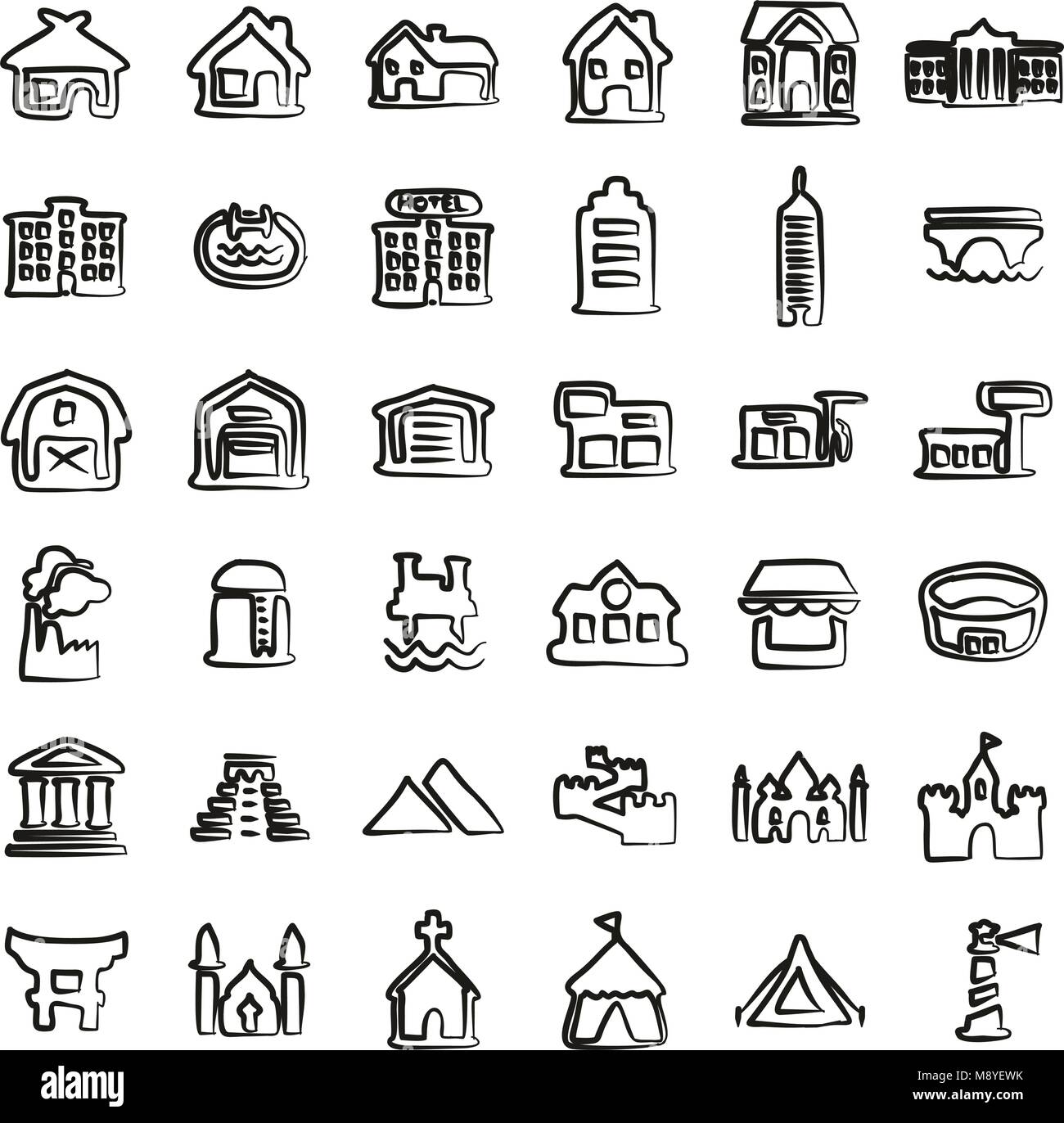 Buildings Icons Freehand Stock Vector Image & Art - Alamy