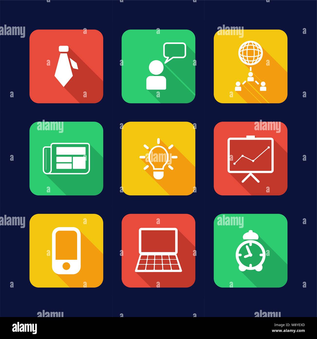 Business Icons Flat Design Stock Vector Image & Art - Alamy