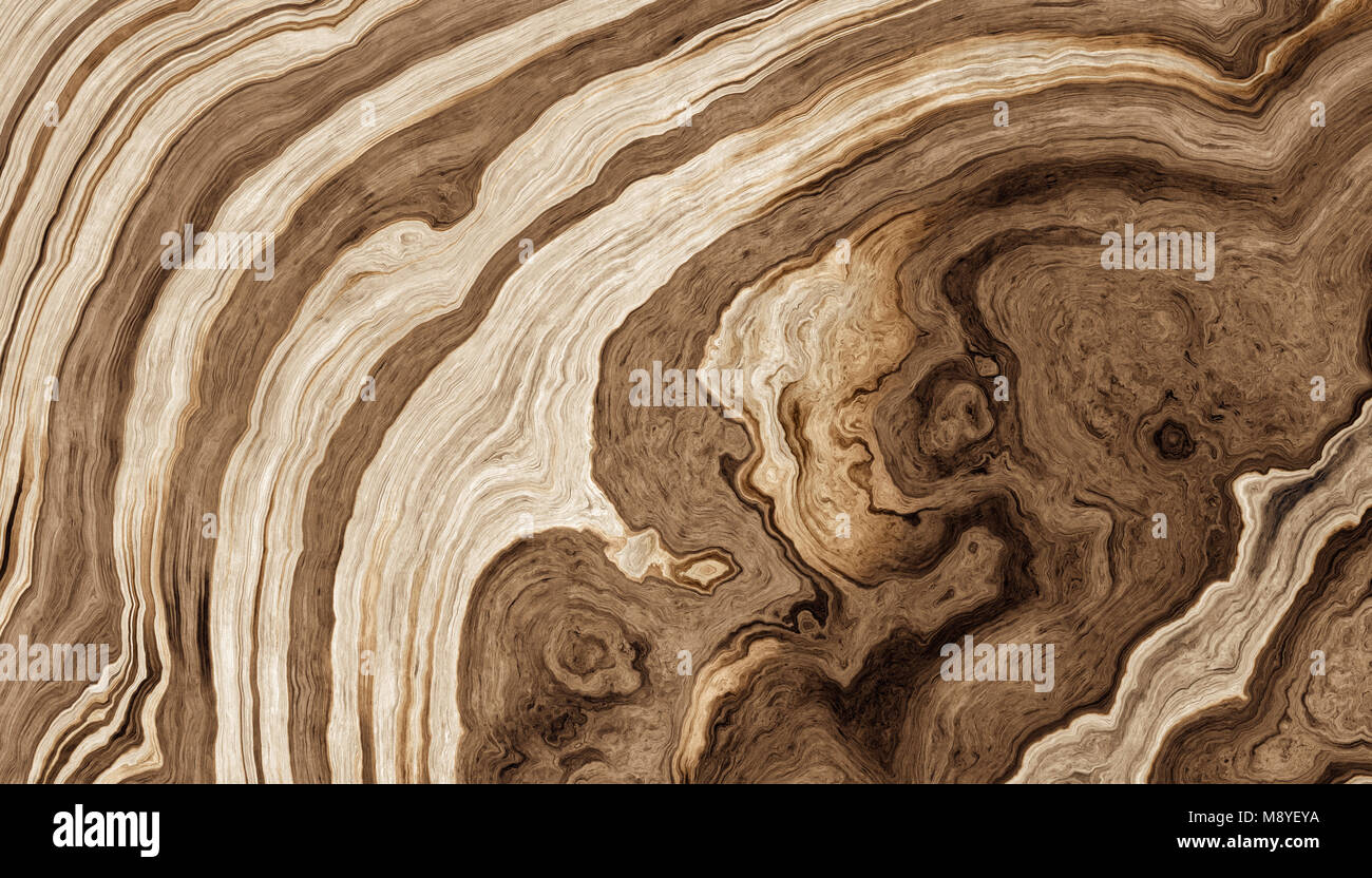Texture of roots of tree with wavy lines and age rings. Abstract ...