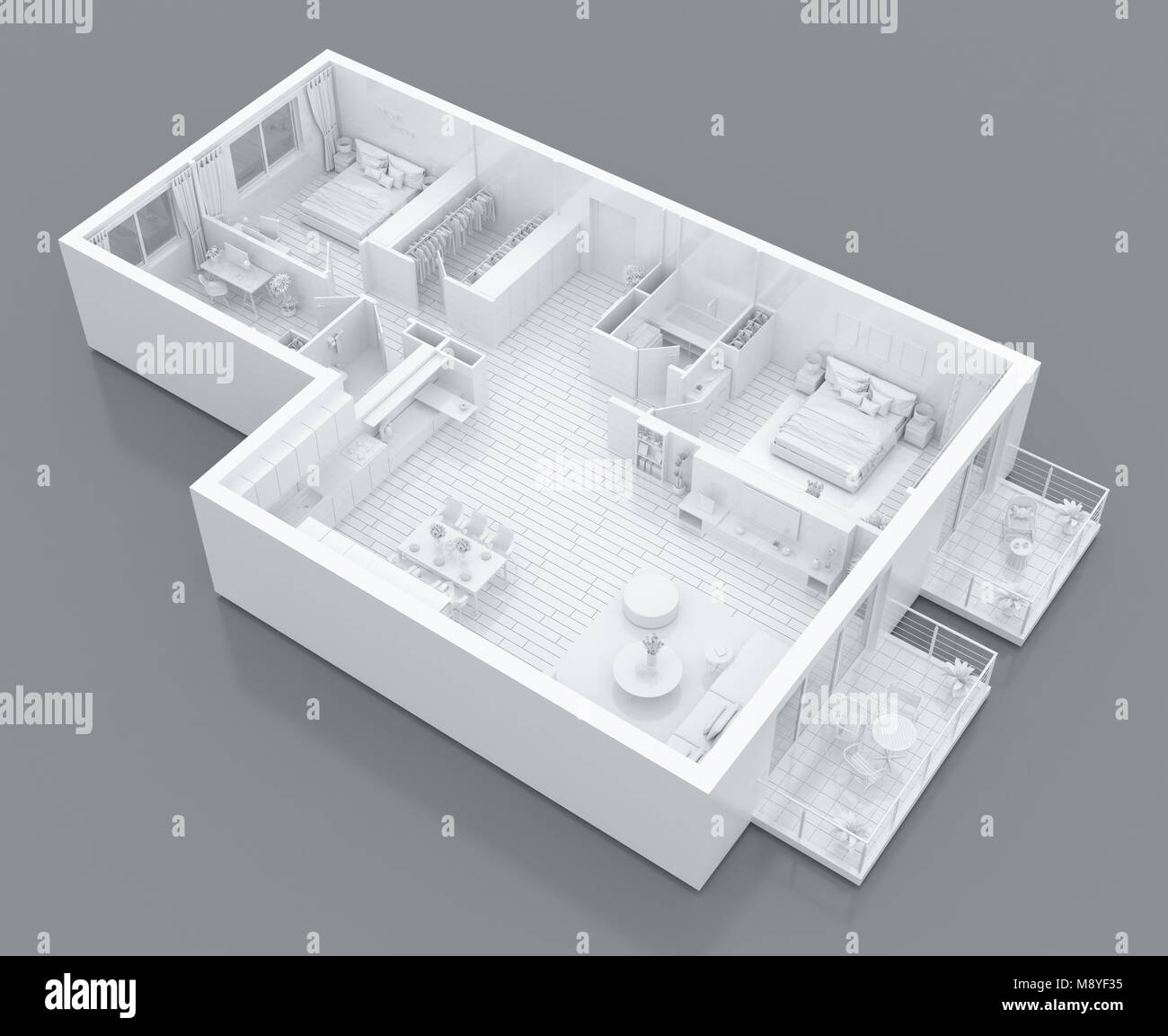Mock up of furnished home apartment, paper model Stock Photo - Alamy