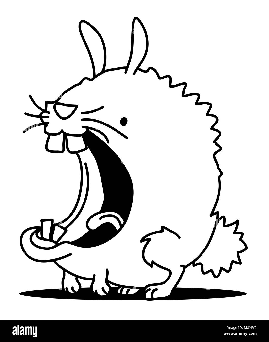 Bunny stylized cartoon line drawing, vertical, vector illustration ...