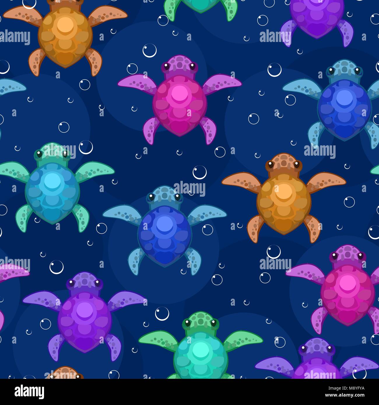 Swimming small turtles, seamless tile vector texture pattern Stock ...