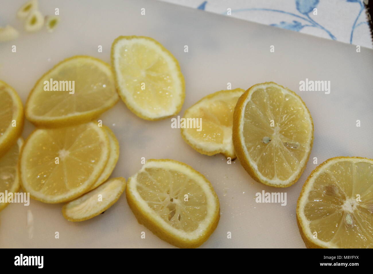 A slices of fresh yellow lemon texture background pattern Stock Photo ...
