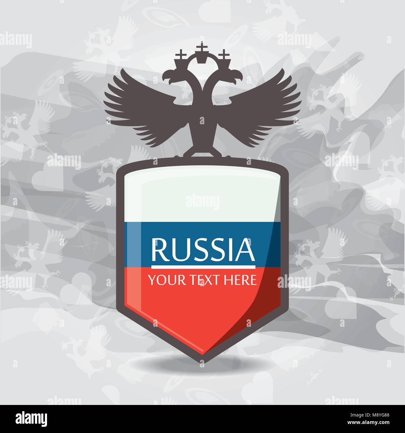 Soccer World Cup Russia design with russian shield with emblem over ...
