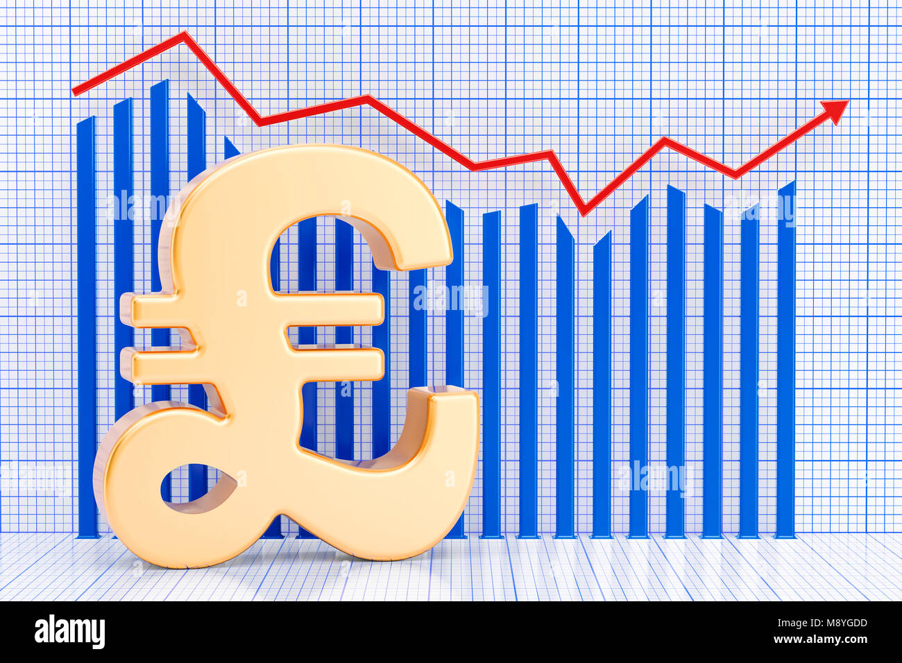 Pound sterling symbol with growing chart. 3D rendering Stock Photo - Alamy