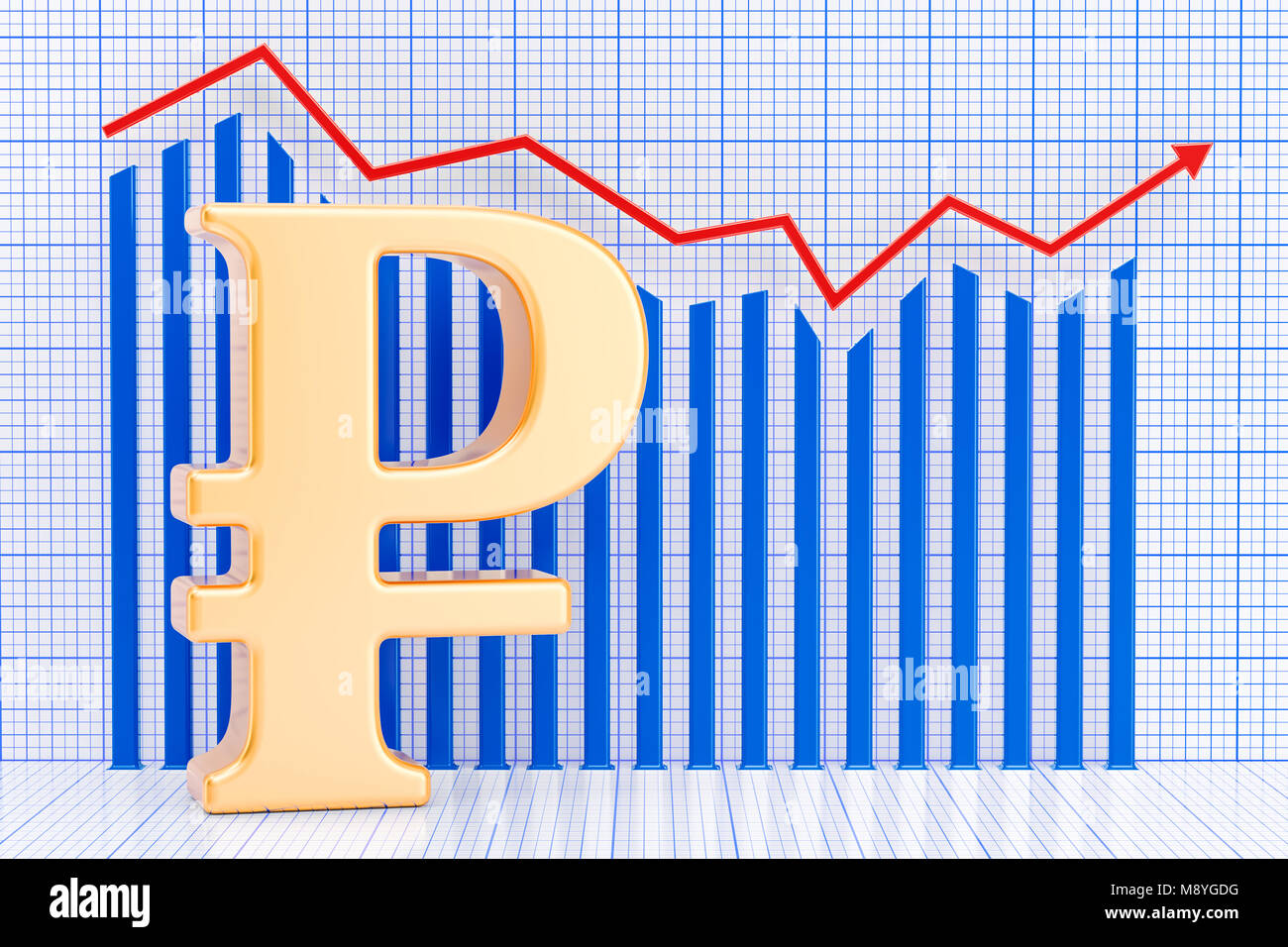 Ruble symbol growing chart hi-res stock photography and images - Alamy