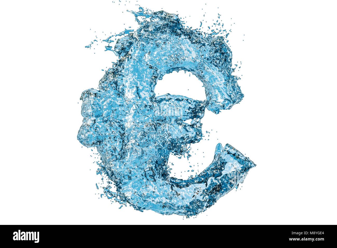 Water euro symbol, 3D rendering isolated on white background Stock ...