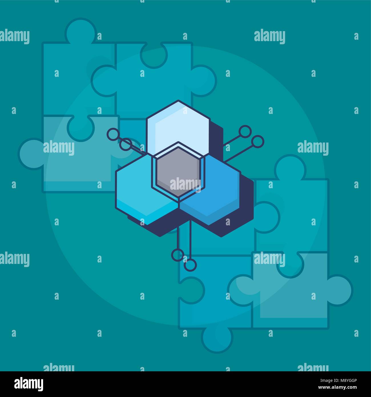 Artificial intelligence design with molecule over puzzle pieces and ...