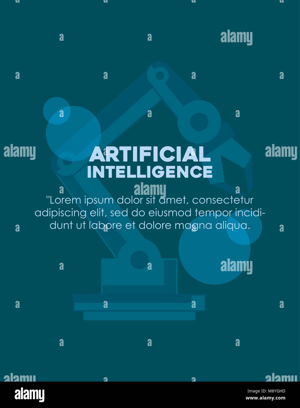 Infographic design with artificial intelligence over robotic arm and ...