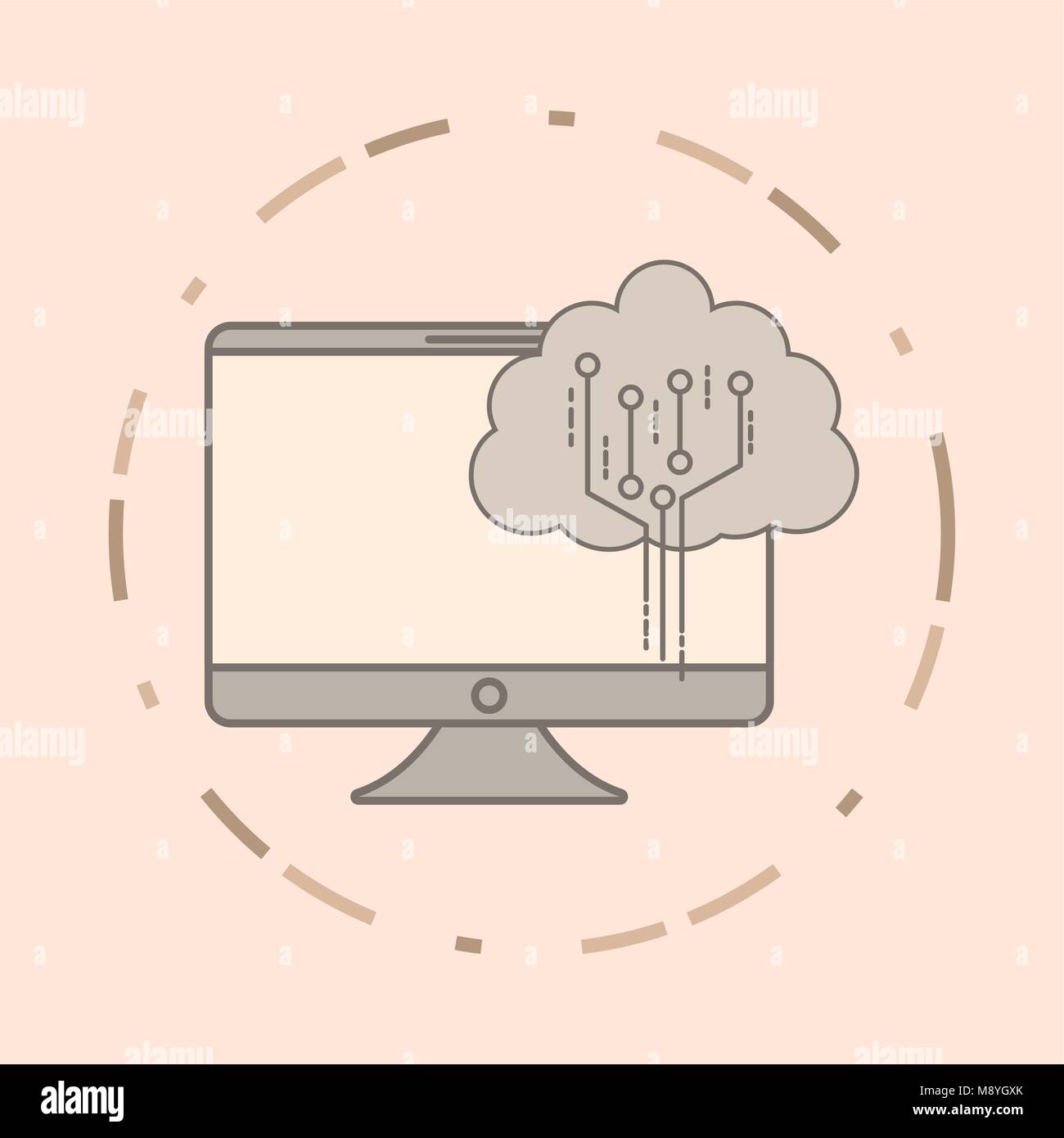 Big data design with computer and cloud storage over white background ...