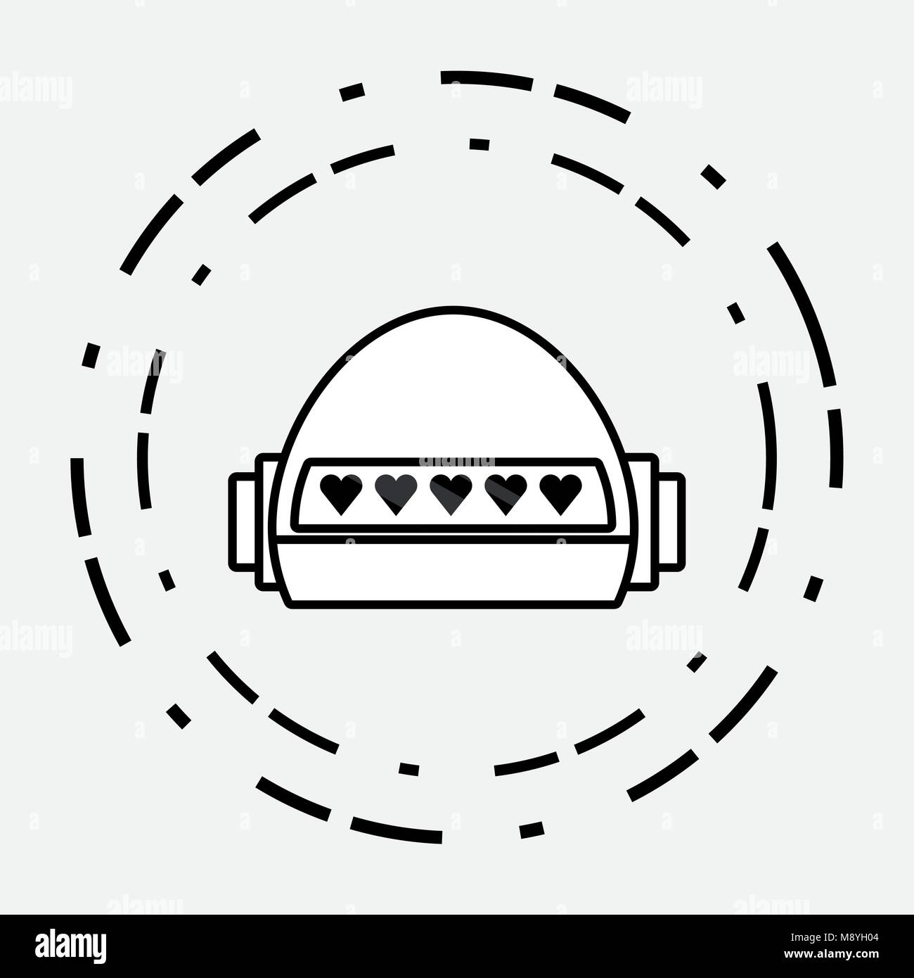 Decorative circular frame with cartoon robot head over white background ...