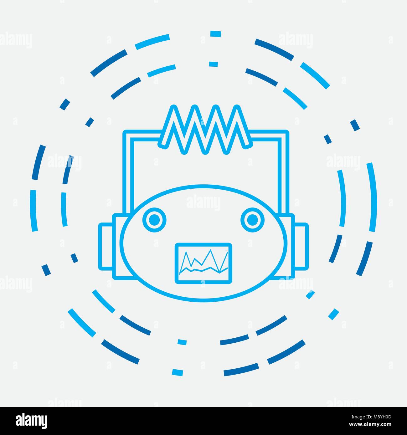Decorative circular frame with cartoon robot head over white background ...