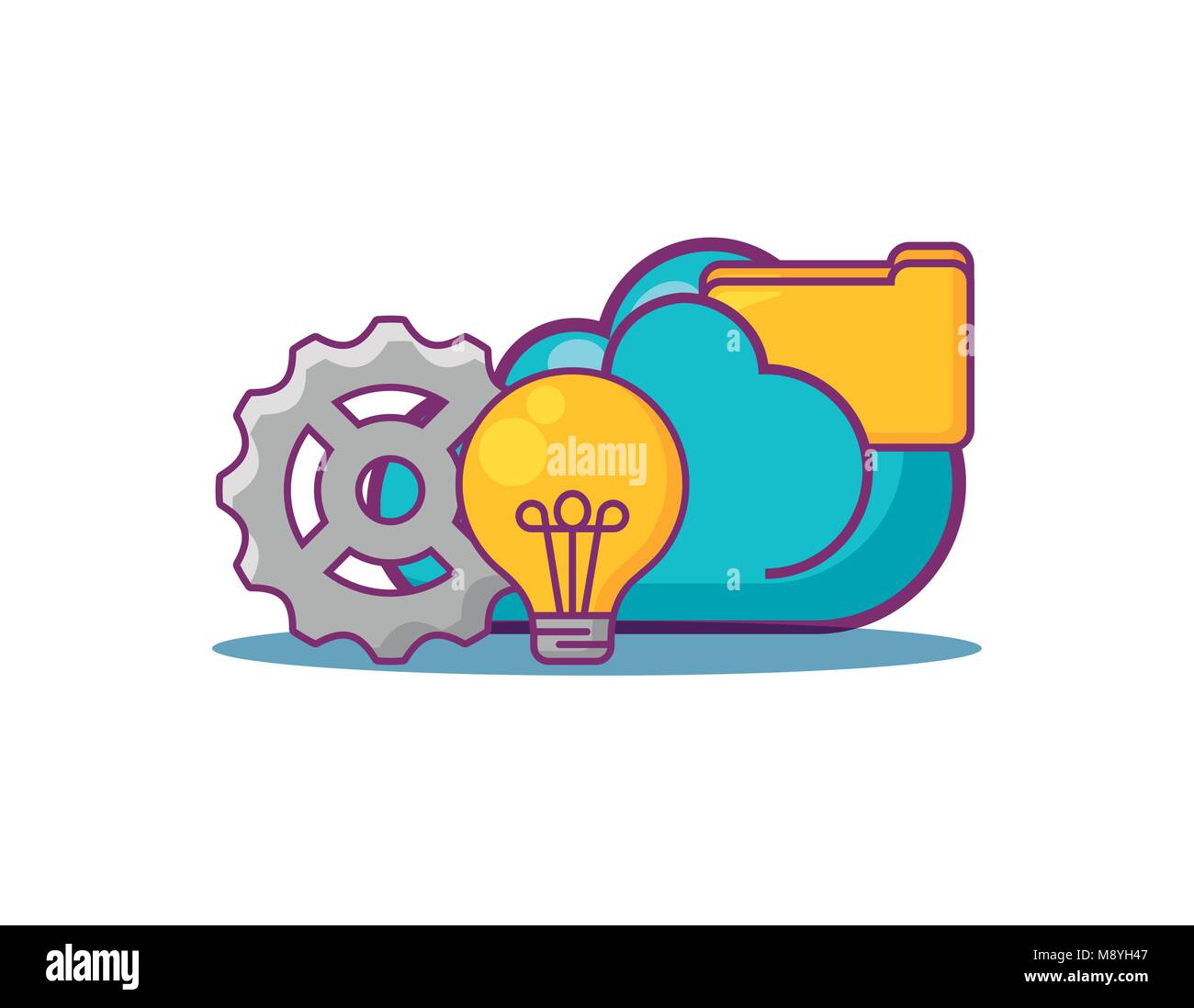 cloud with big data related icons over white background, colorful ...