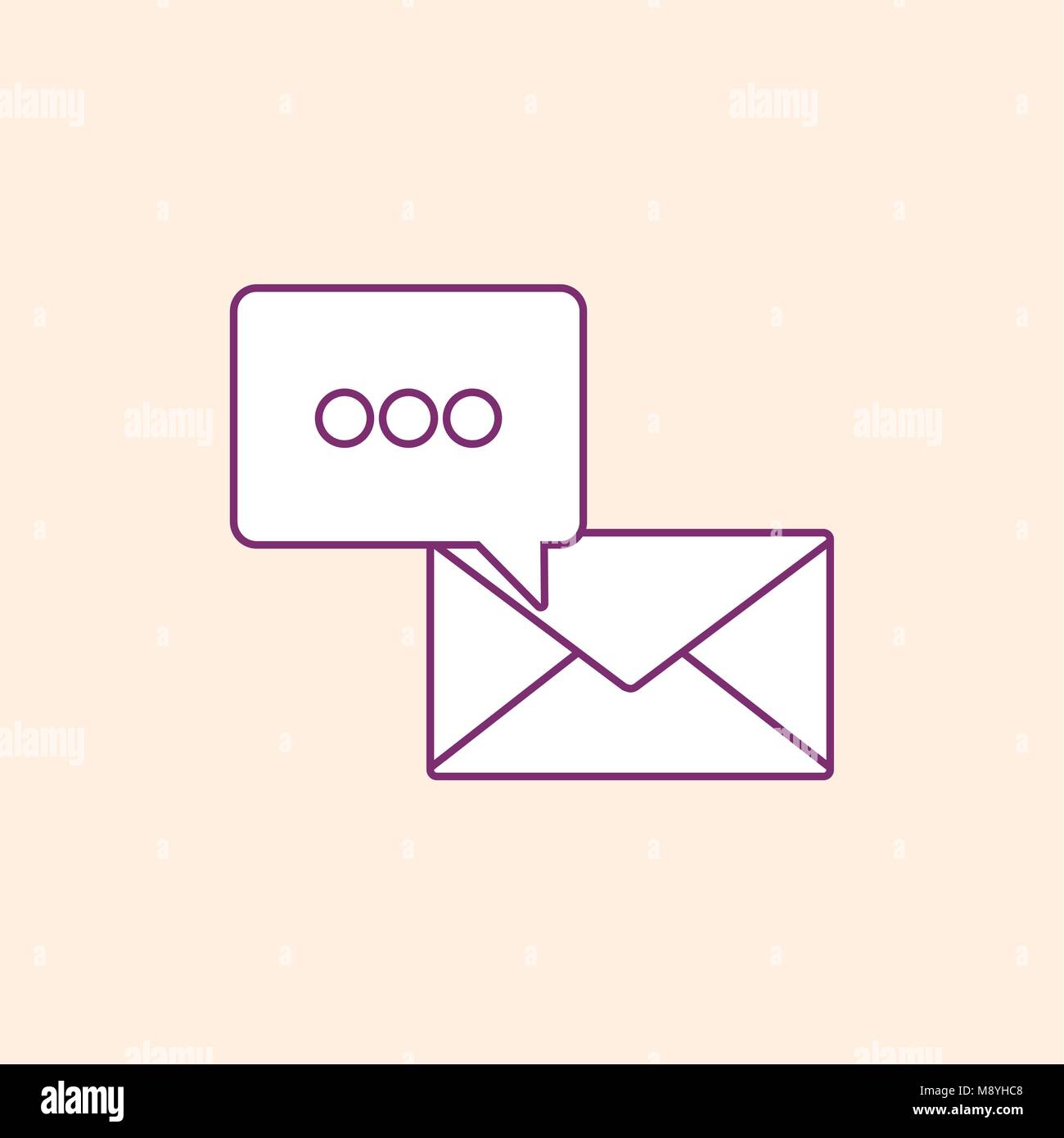 envelope with speech bubble over white background, vector illustration ...