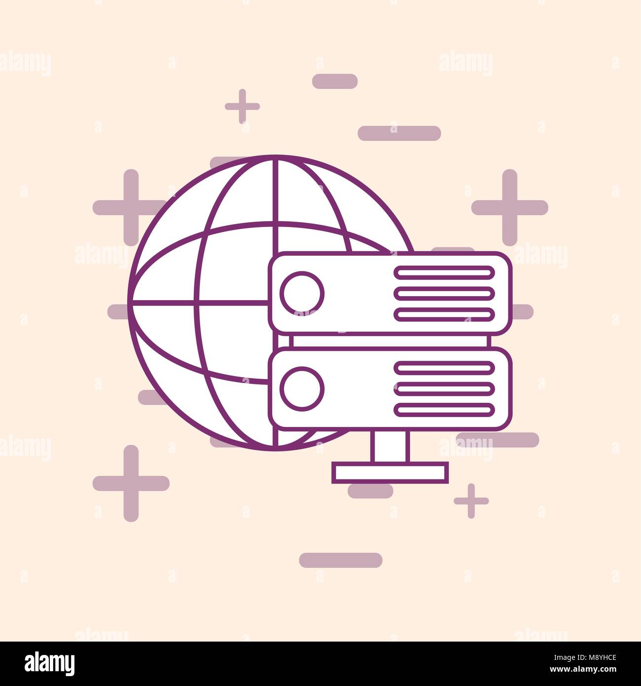 Global sphere with router over white background, vector illustration ...