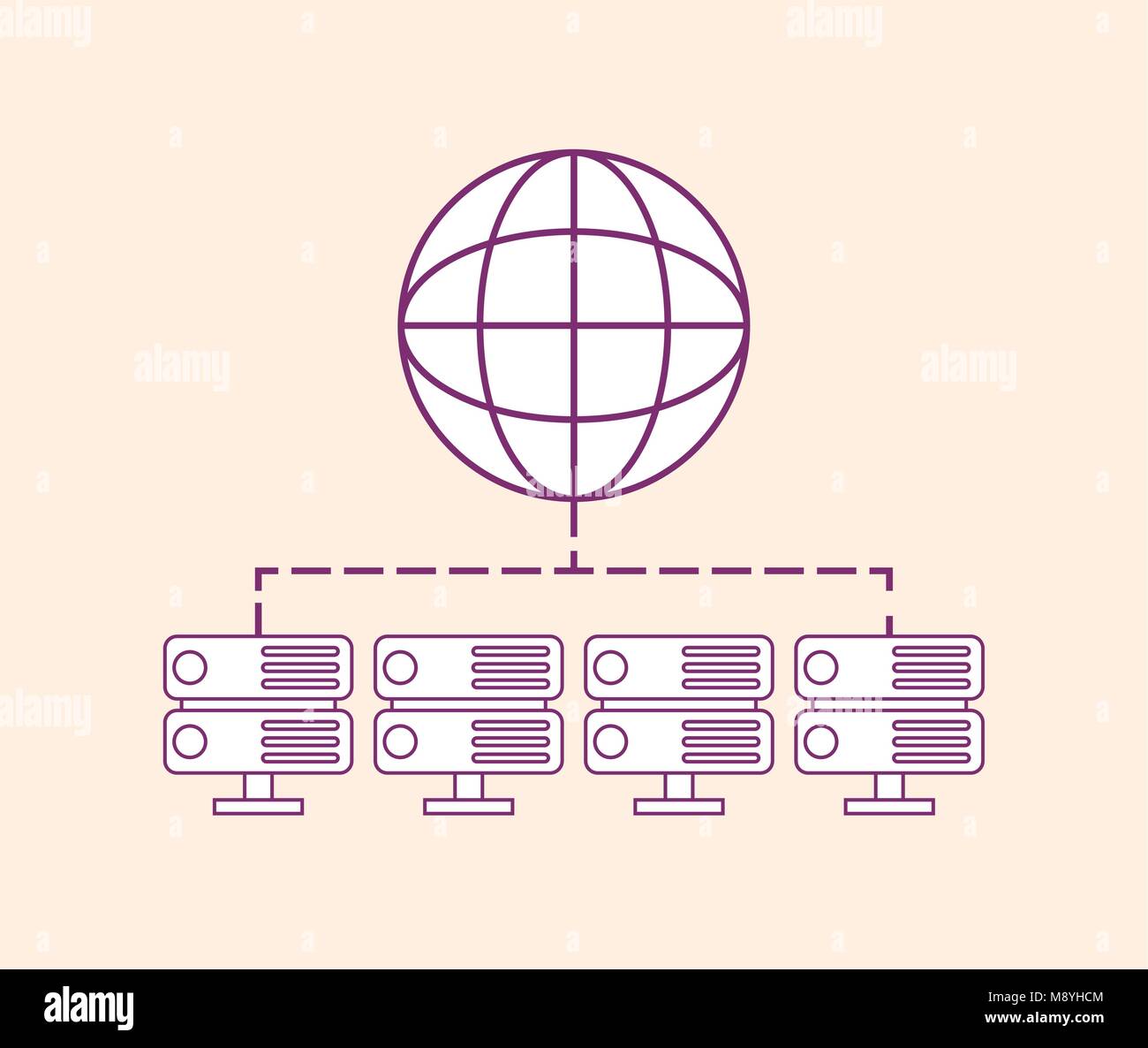 Global sphere with data servers over white background, vector ...