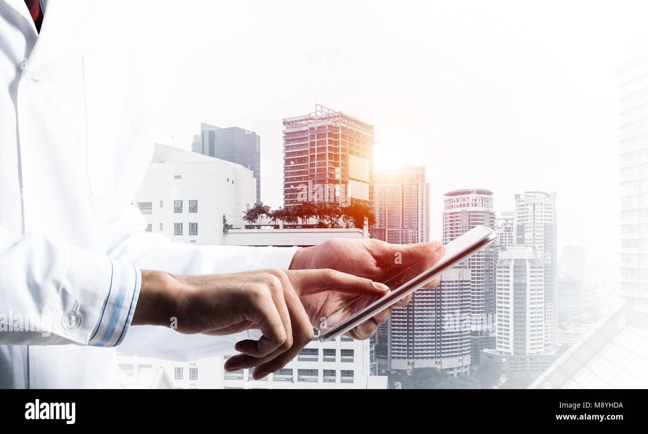 Double exposure medical doctor hand hi-res stock photography and images ...