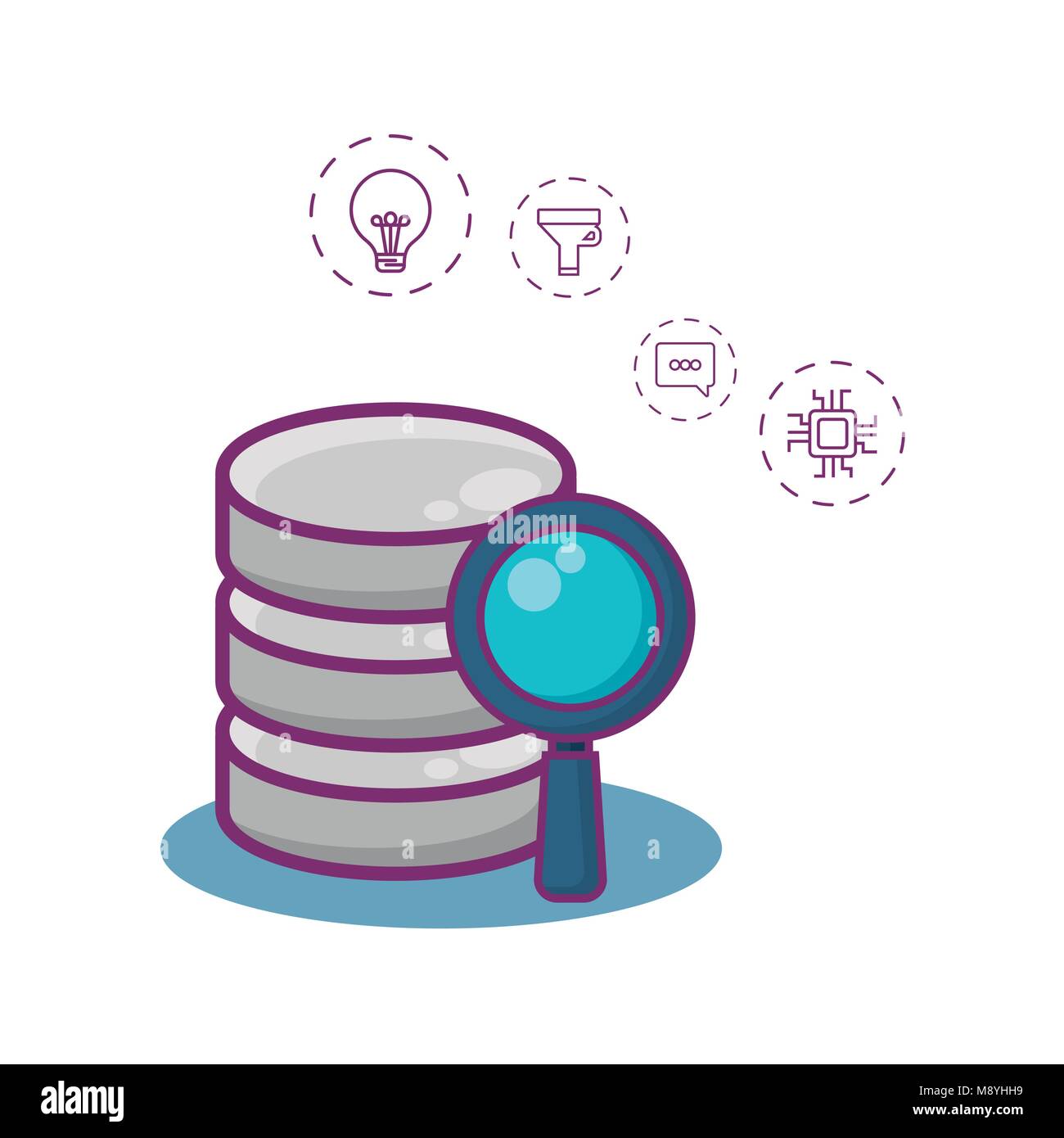 Data server and big data related icons over white background, vector ...