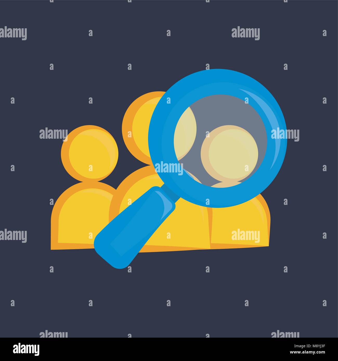 Social media design with avatar people and lupe over black background ...