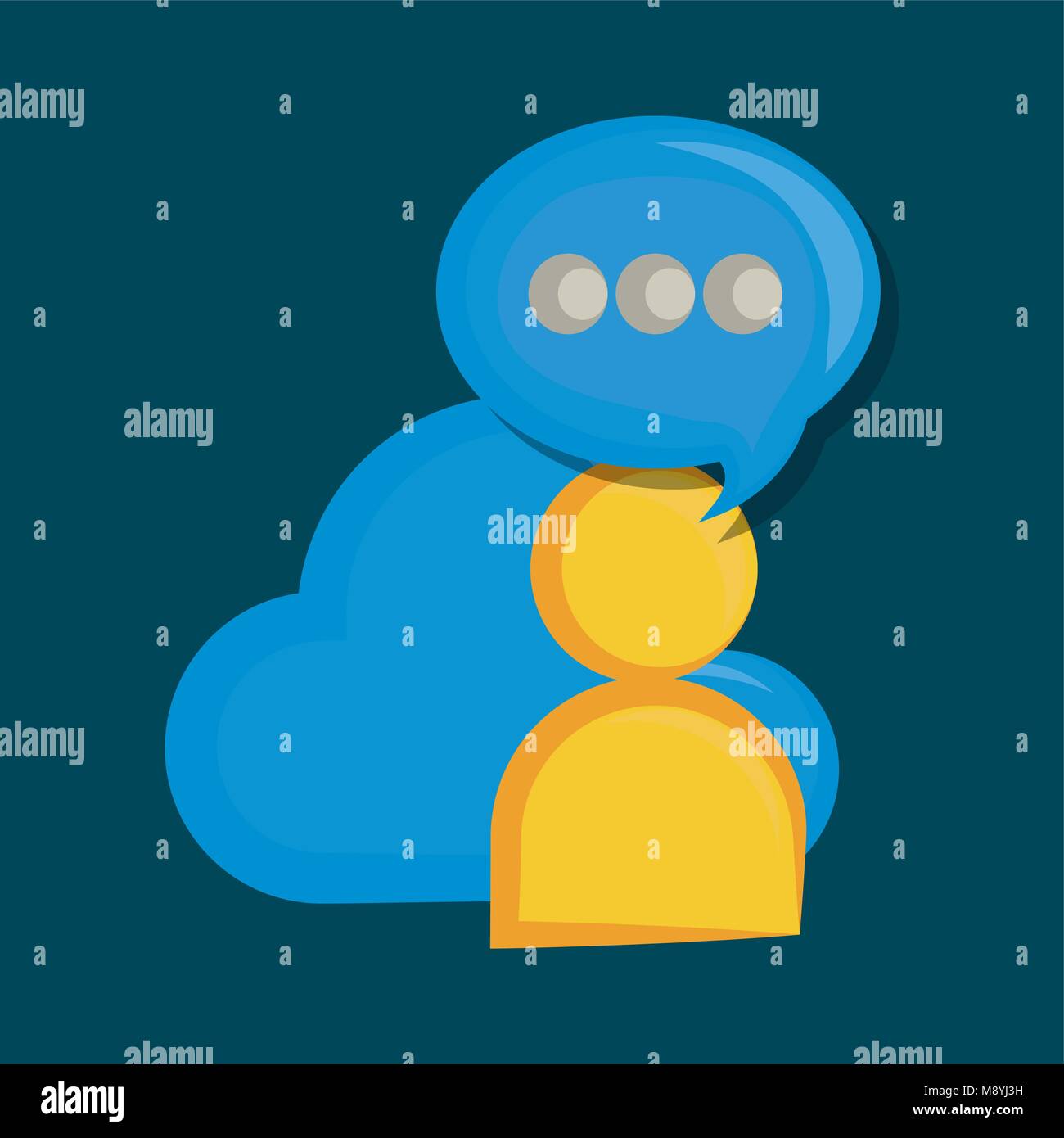 Social media design with cloud storage and avatar icon over blue ...