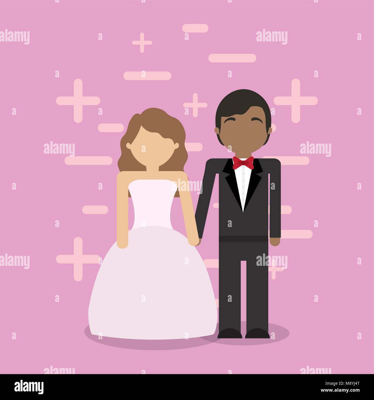 avatar wedding couple over purple background, colorful design. vector ...