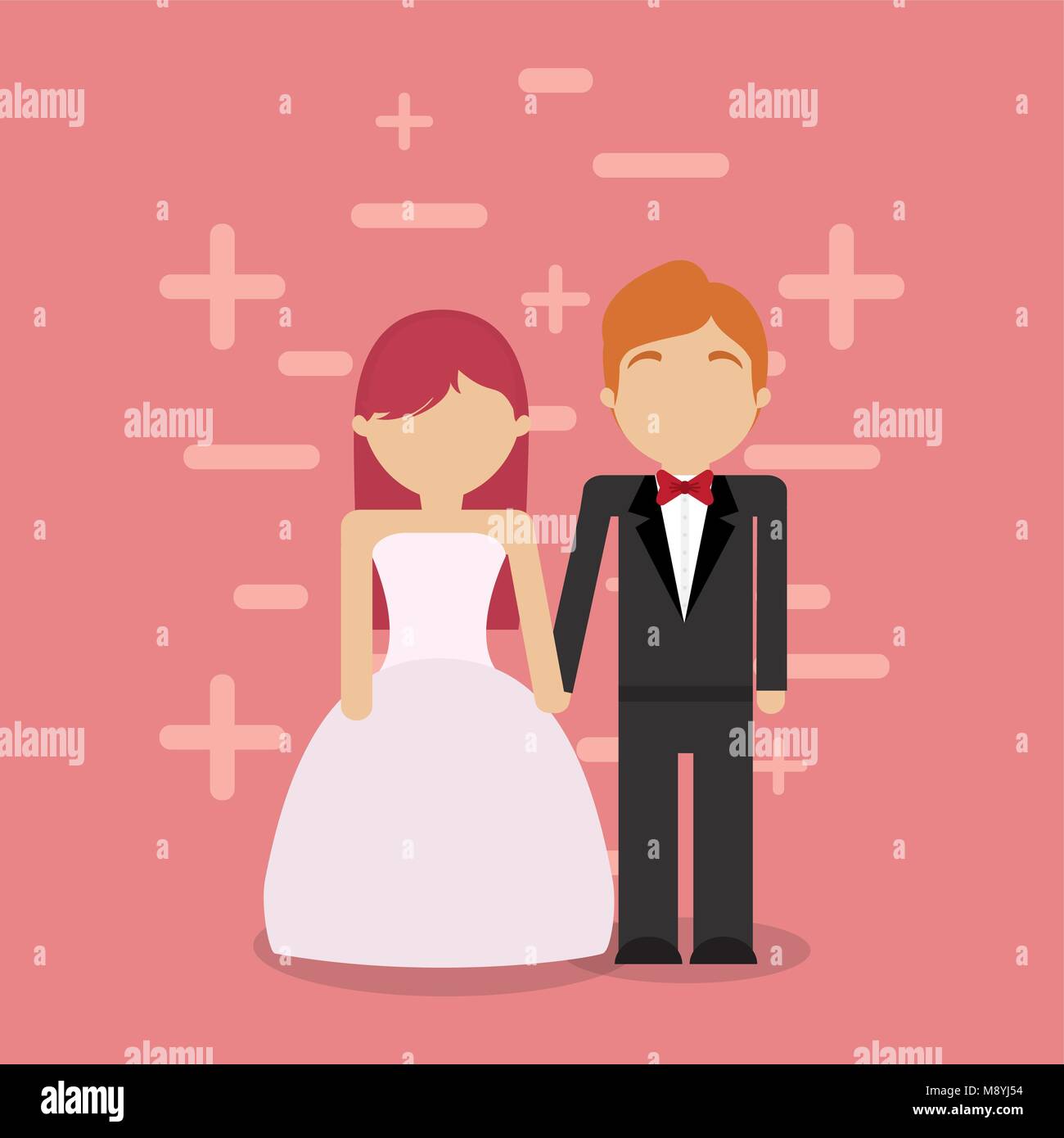 avatar wedding couple over pink background, colorful design. vector ...