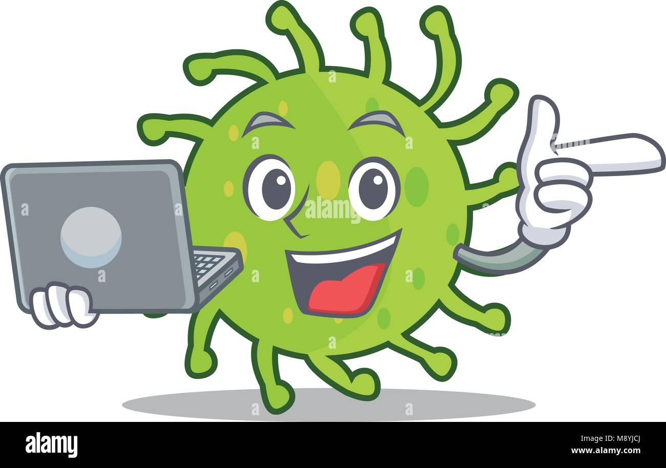 With laptop green bacteria character cartoon Stock Vector Image & Art ...