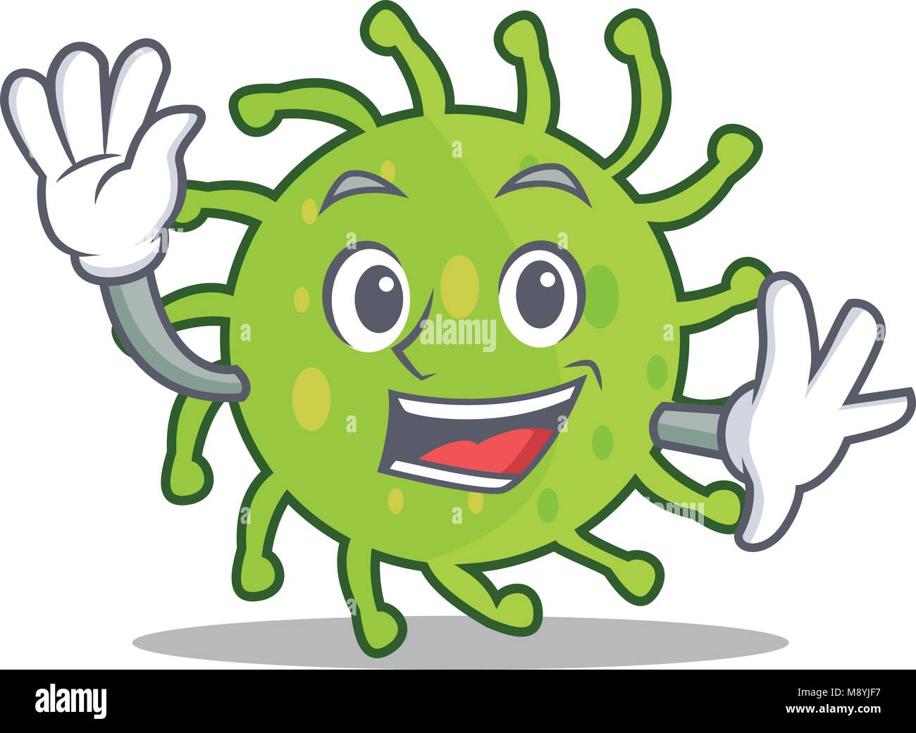 Waving green bacteria character cartoon Stock Vector Image & Art - Alamy