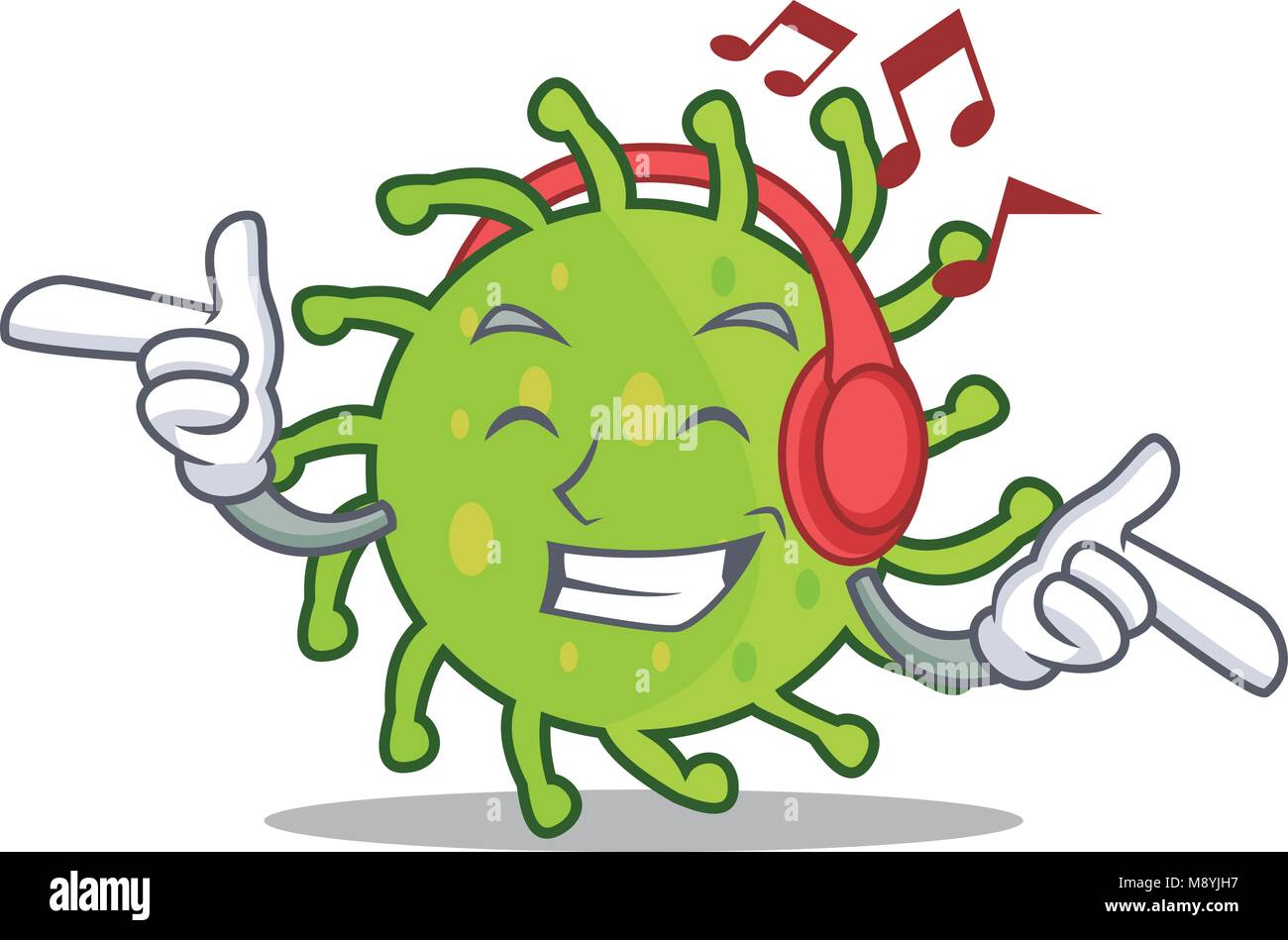 Listening music green bacteria mascot cartoon Stock Vector Image & Art ...