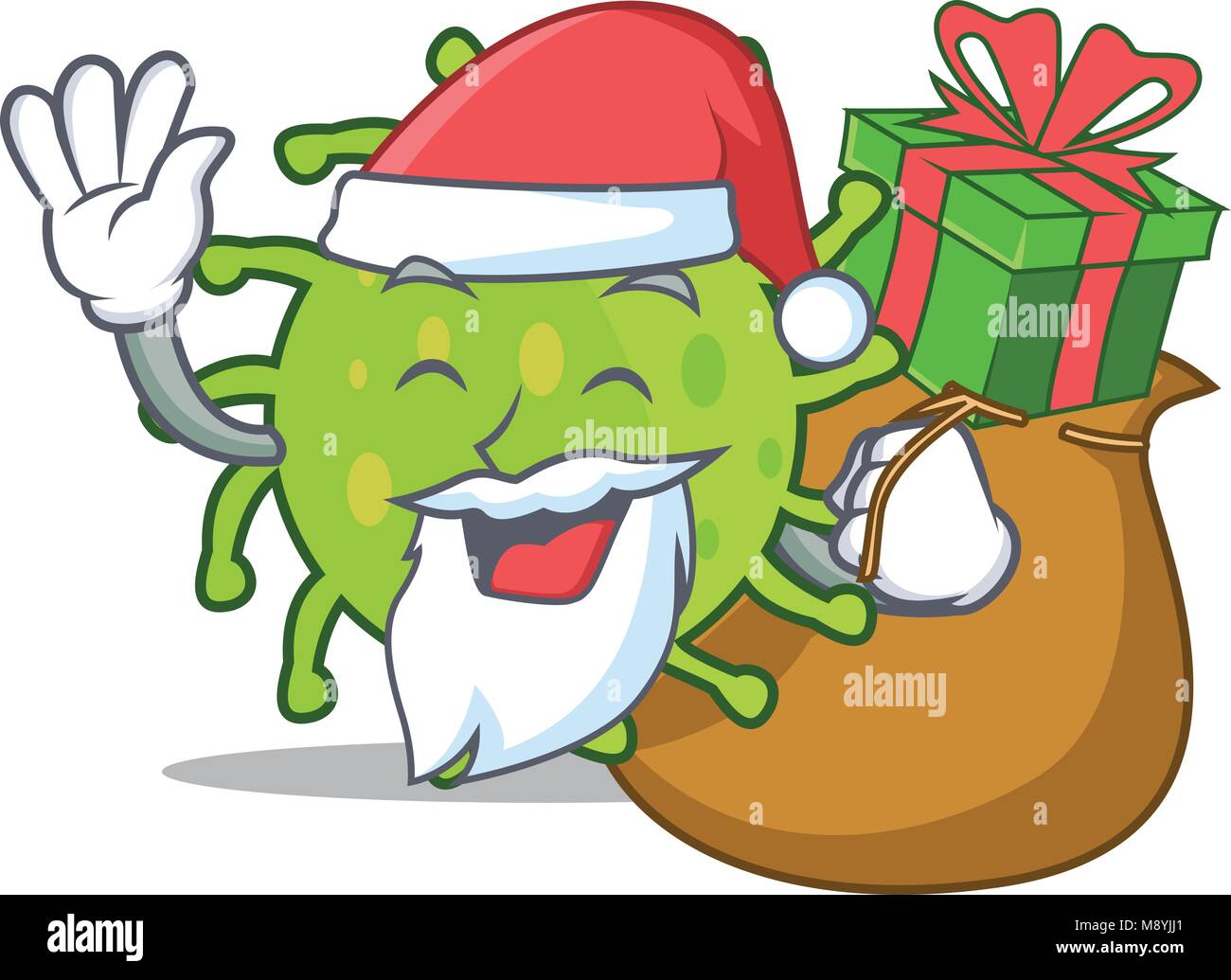 Santa with gift green bacteria mascot cartoon Stock Vector Image & Art ...