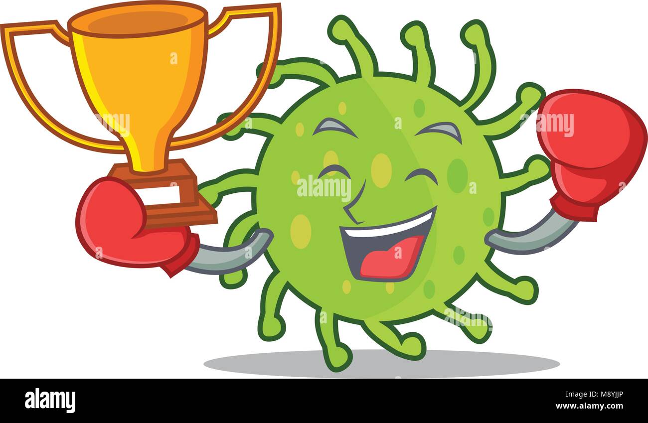 Boxing winner green bacteria mascot cartoon Stock Vector Image & Art ...