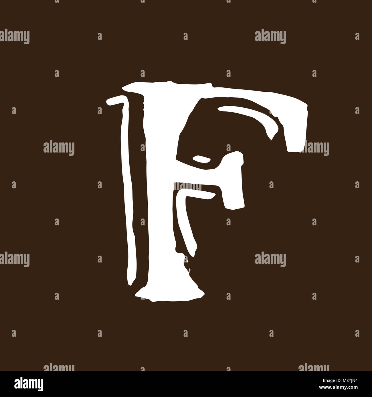 Letter F. Handwritten by dry brush. Rough strokes textured font. Vector ...
