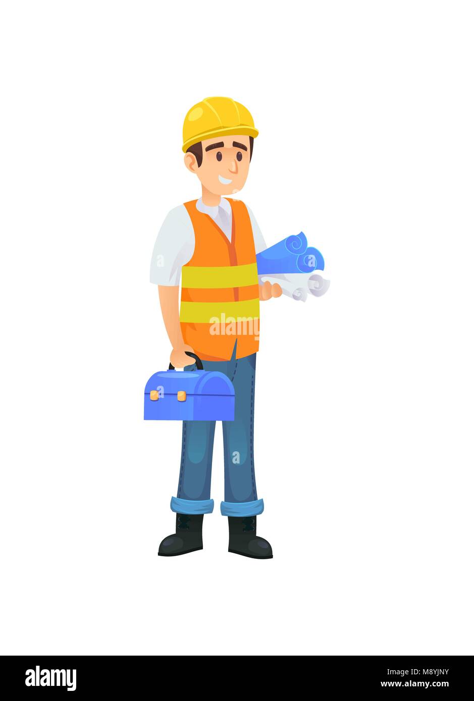 Cartoon engineer builder blueprints hi-res stock photography and images ...