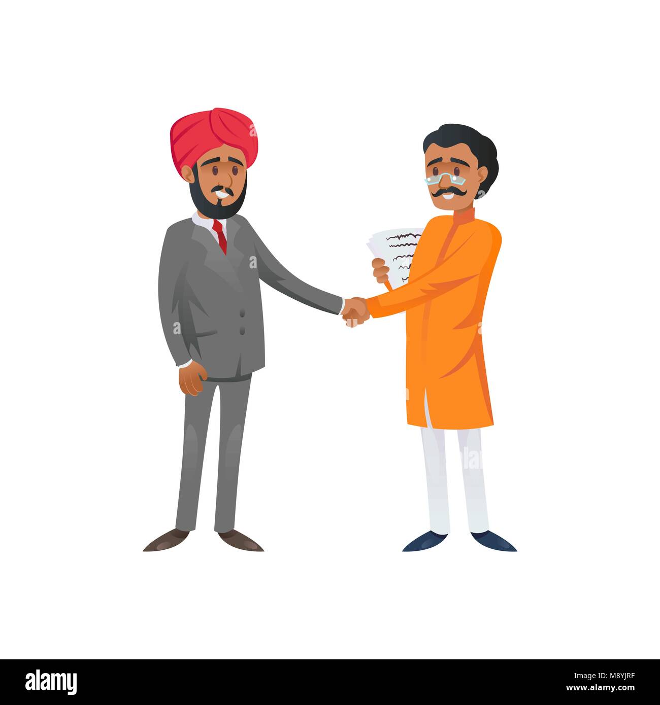 Flat style of Indian and Arabic entrepreneurs shaking hands in ...