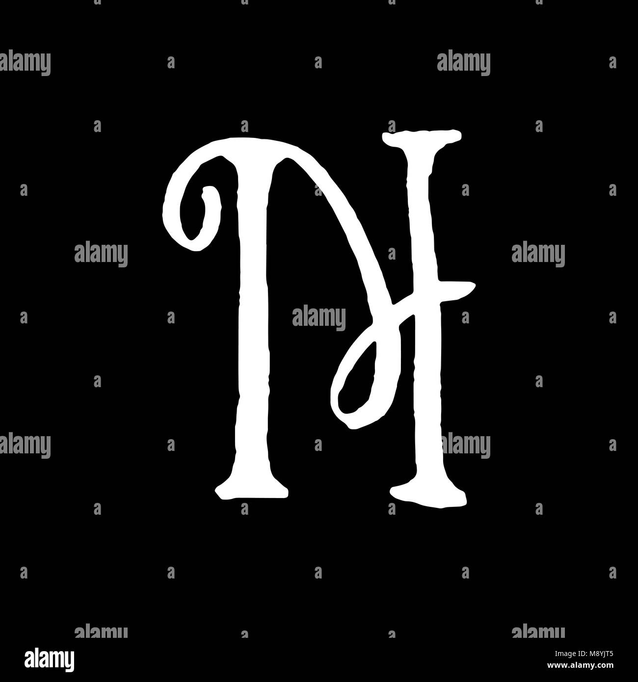 Letter N. Handwritten by dry brush. Rough strokes textured font. Vector ...