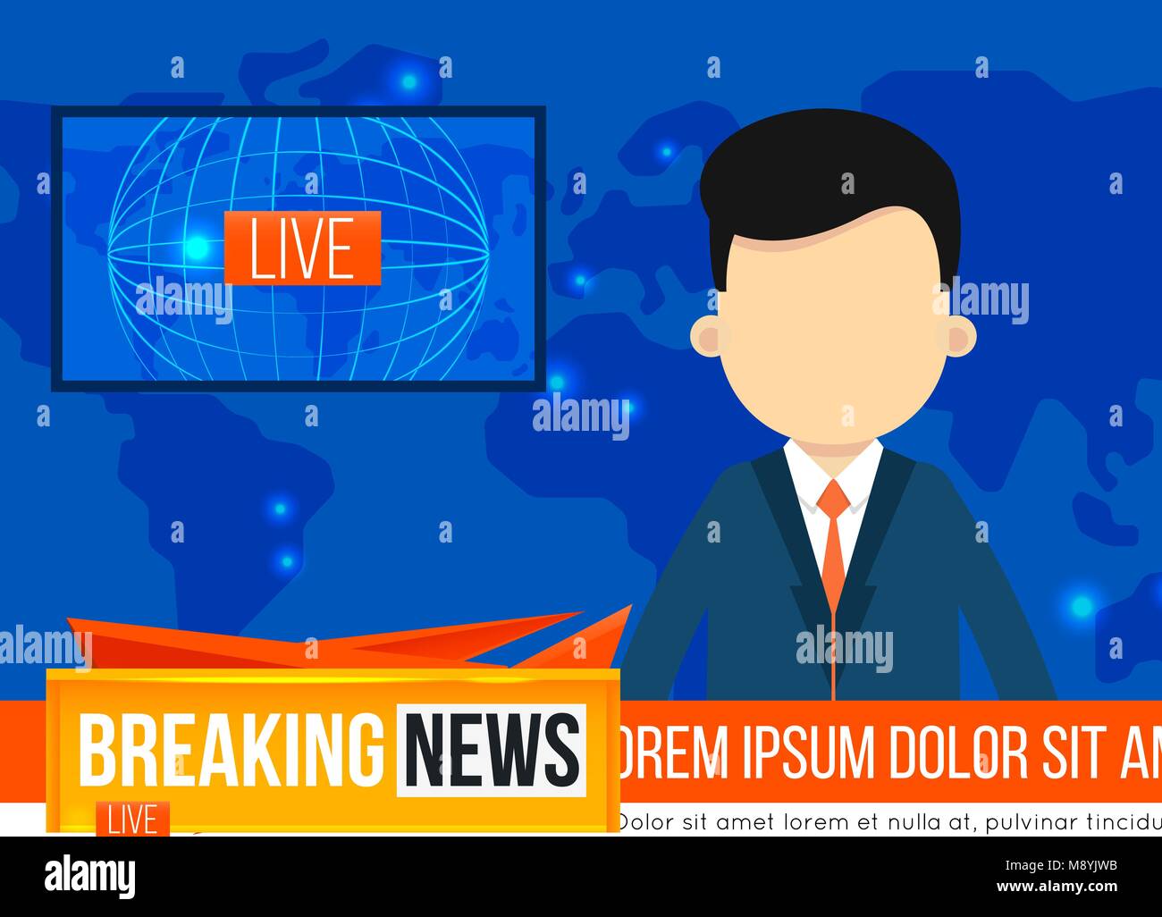 Newscaster with breaking news Stock Vector Image & Art - Alamy
