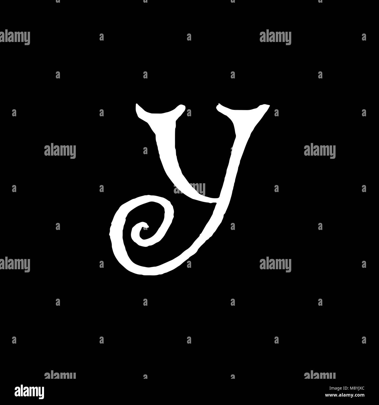 Letter Y. Handwritten by dry brush. Rough strokes textured font. Vector ...