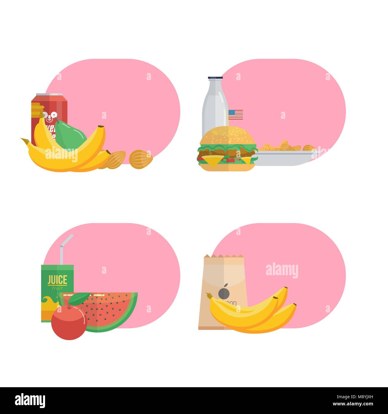 Tasty different food ad pink cloud Stock Vector Image & Art - Alamy