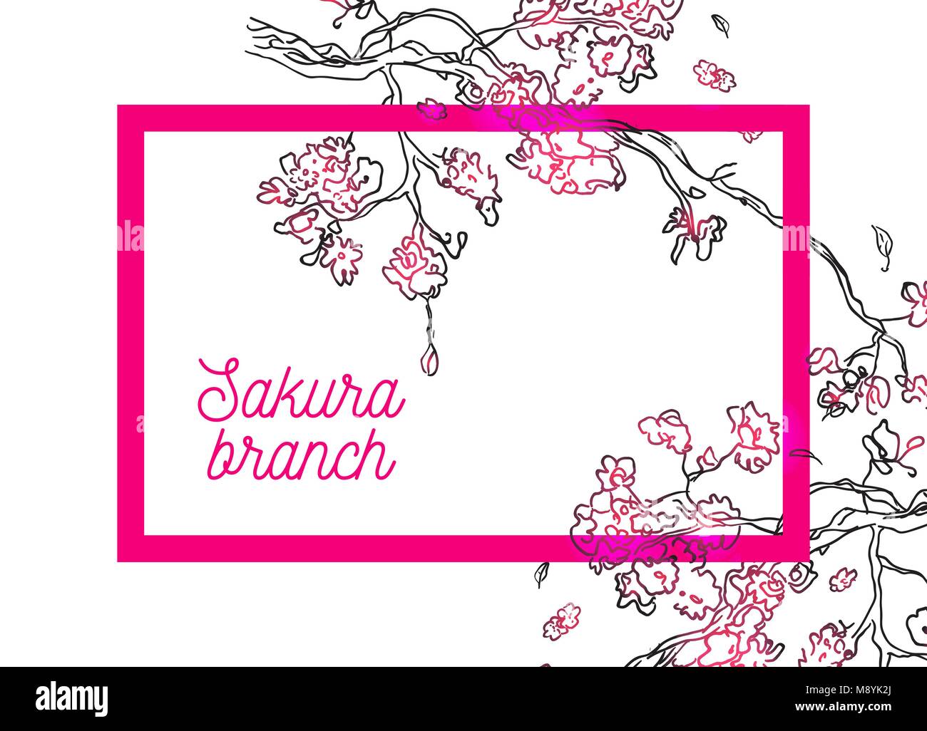Minimalist sketch of sakura in frame Stock Vector Image & Art - Alamy