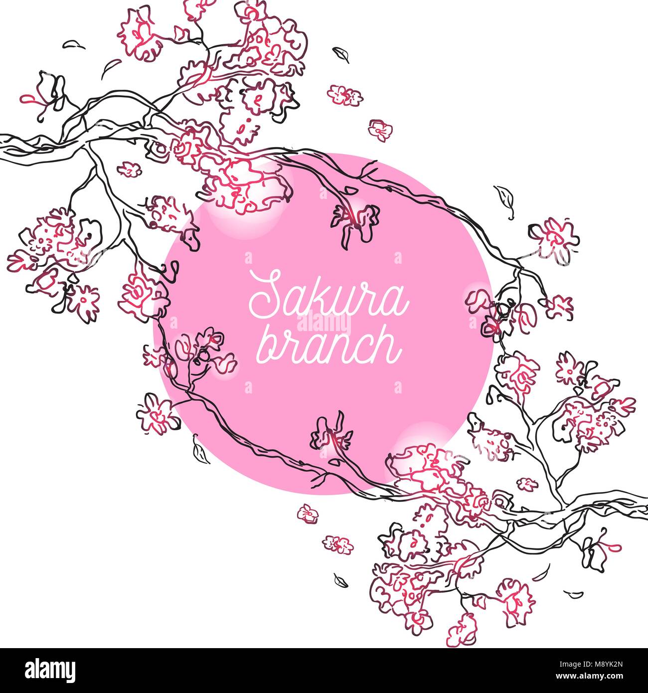 Minimalist poster with drawing of sakura Stock Vector Image & Art - Alamy