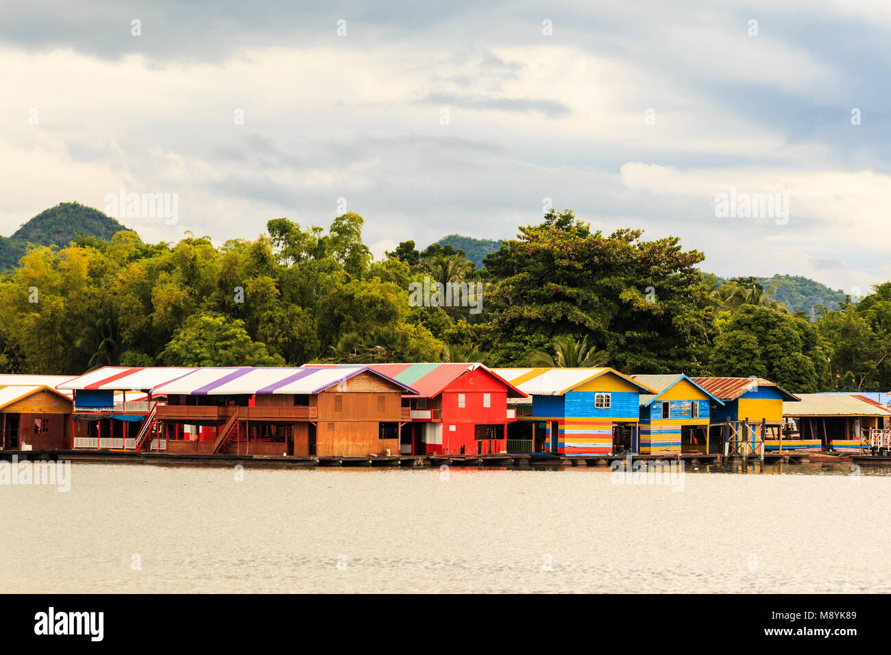 Colorful of Floating houses on the River Kwai in Kanchanaburi Thailand ...