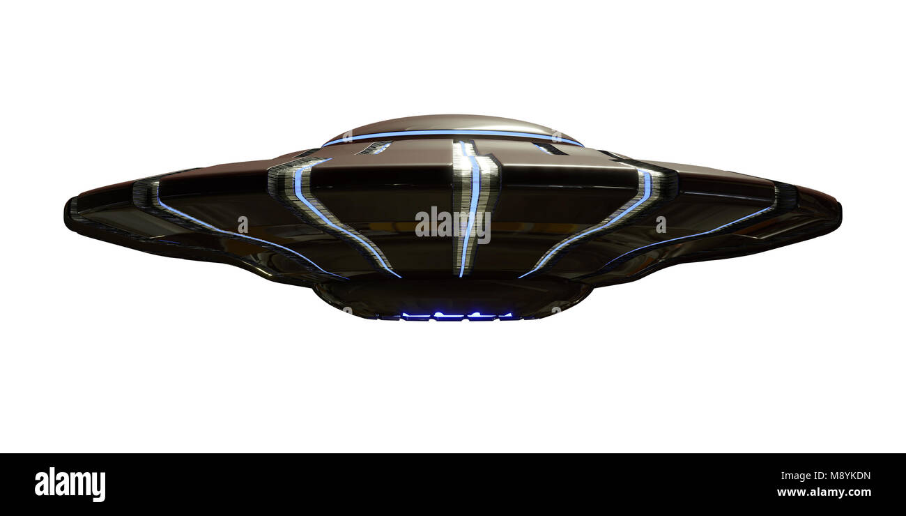 UFO, alien spaceship with extraterrestrial visitors, flying saucer from ...