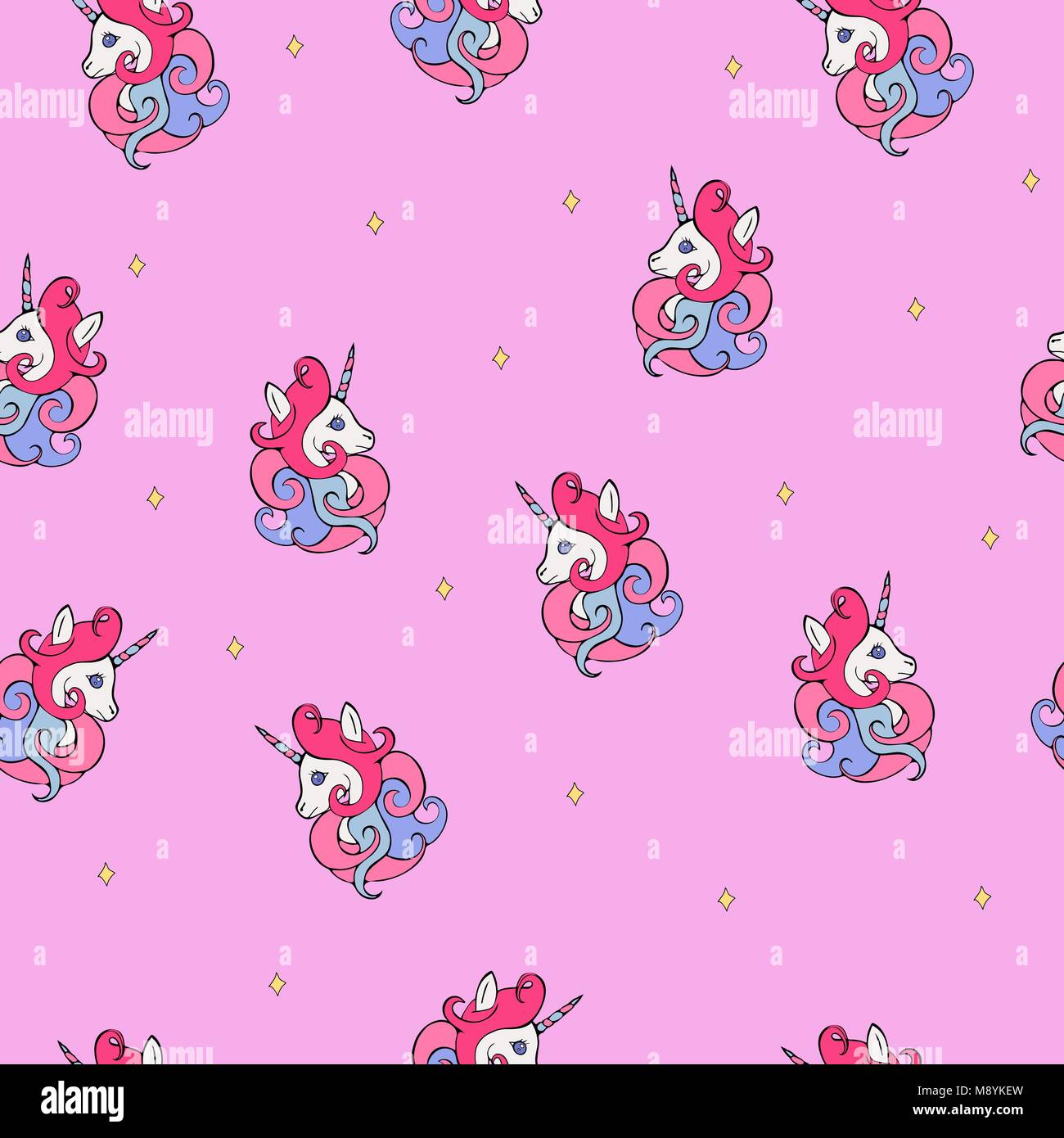 Vector seamless pattern with unicorns. Unicorn background. Dream symbol ...