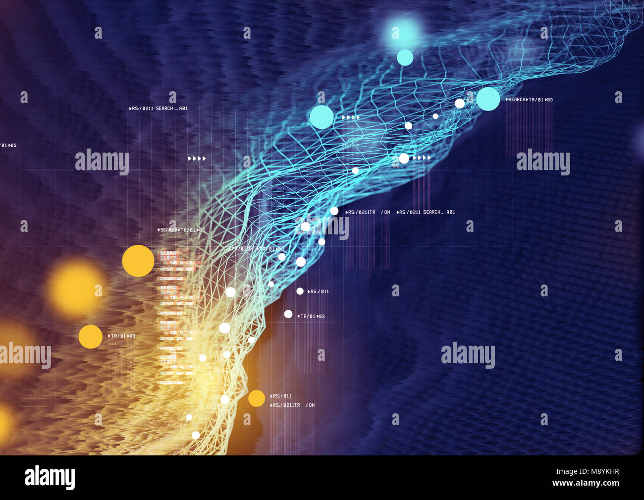 Visual Data and Information displayed in a futuristic graph. 3D ...