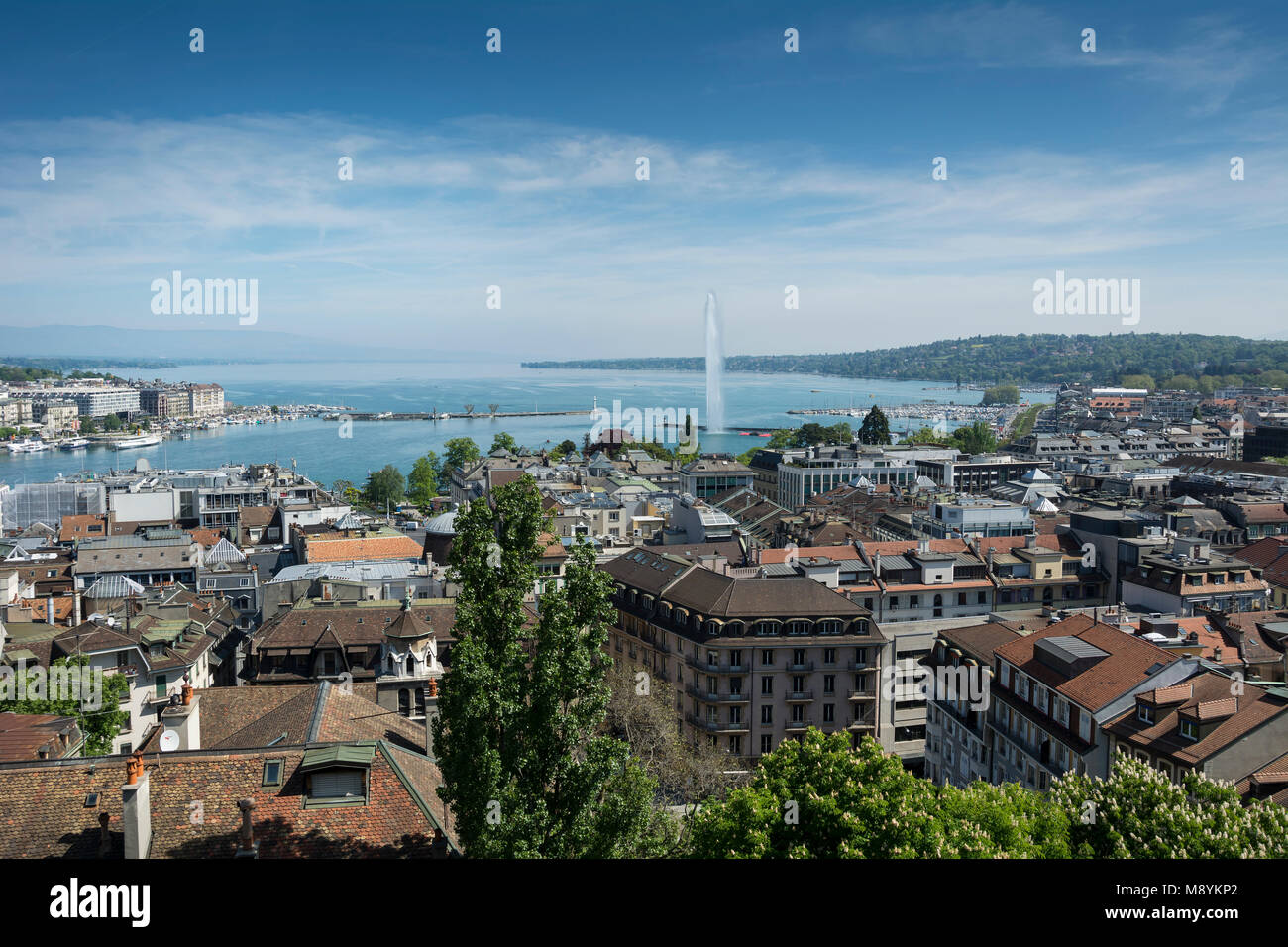 Aerial view lake geneva jet hi-res stock photography and images - Alamy